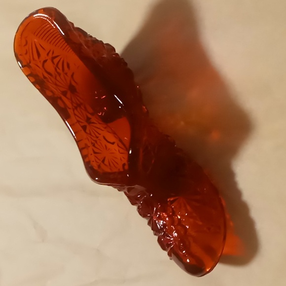 Indiana Glass | Accents | Vintage Red Glass Slipper Decor Ring Holder ...
